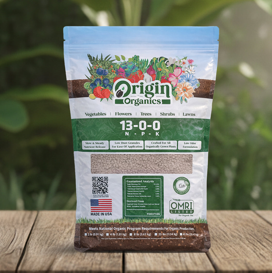 Origin 13-0-0 OMRI Organic Nitrogen Fertilizer — Slow Release for Lawn
